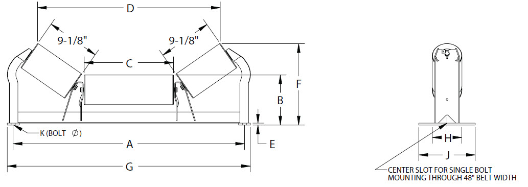 CEMA D Troughing Idlers (Unequal Length Rollers) - 5" & 6" Diameter On ...