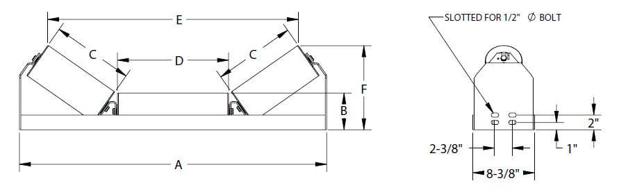 CEMA C Low Profile Channel Mount Idlers - 4" & 5" Diameter On Jamieson ...